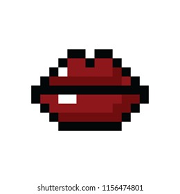 Red Beautiful Pixels Lips Art Style Stock Vector (Royalty Free ...