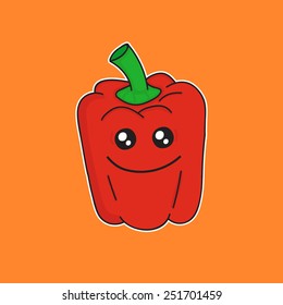 Red Bell Pepper Cute Face Stock Vector (Royalty Free) 251701459 ...