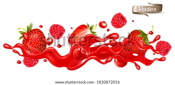 Red Berry Juice Splash Wave Whole Stock Vector (Royalty Free ...