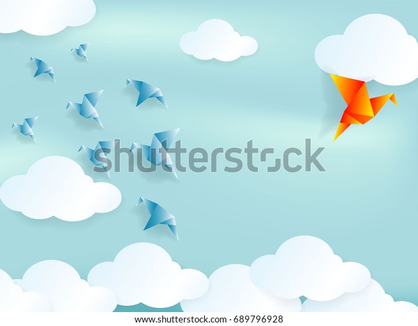 Red Bird Fly Out Group Make Stock Vector (Royalty Free) 689796928 ...