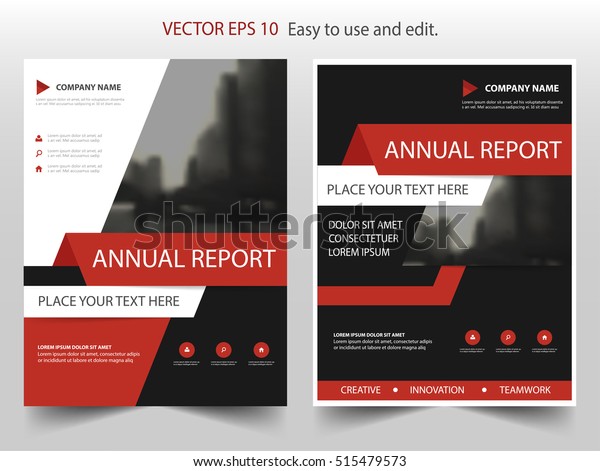 Red black abstract annual report Brochure design template vector ...