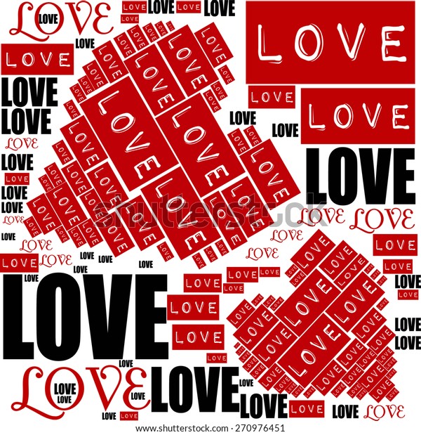 Red Black Color Love Letters Heart Stock Vector (Royalty Free ...