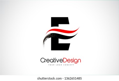 Red Black E Letter Design Brush Stock Vector (Royalty Free) 1362651485 ...