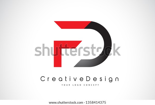 Red Black Fd F D Letter Stock Vector (Royalty Free) 1358414375 ...