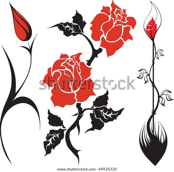 Red Black Flowers Stock Vector (Royalty Free) 44924320 | Shutterstock