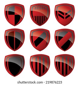 Red Black Shield Design Vector Stock Vector (Royalty Free) 219876223 ...