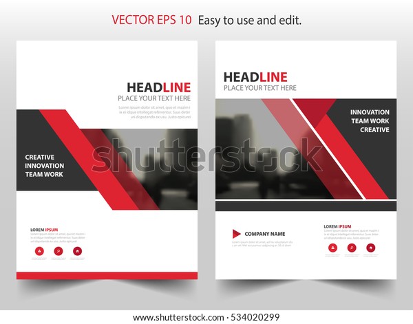 Red Black Vector Annual Report Leaflet Stock Vector (Royalty Free ...
