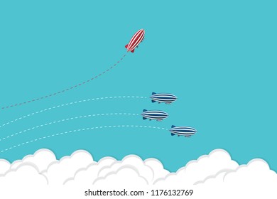 Red Blimp Changing Direction White Ones Stock Vector (Royalty Free ...