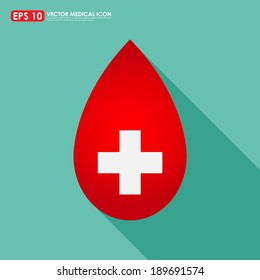 Red Blood Drop Icon Cross Sign Stock Vector (Royalty Free) 189691574 ...