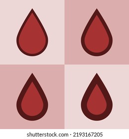 Red Blood Drop Stroke Shape Icons Stock Vector (Royalty Free ...