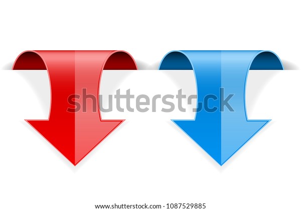 Red Blue 3d Down Sticker Arrow Stock Vector (Royalty Free) 1087529885 ...