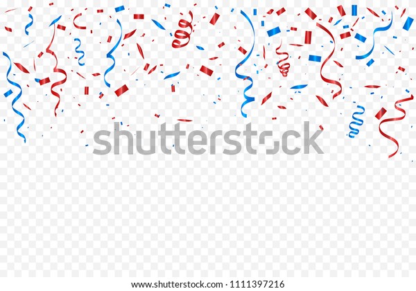 Red Blue Confetti Ribbons Falling On Stock Vector (Royalty Free ...