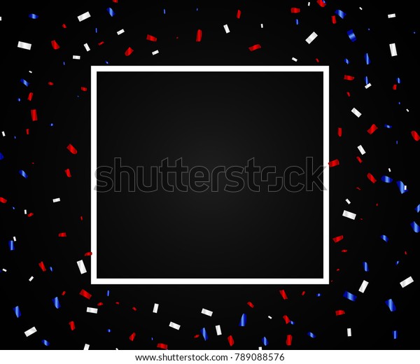 Red Blue Confetti White Border Frame Stock Vector (Royalty Free ...