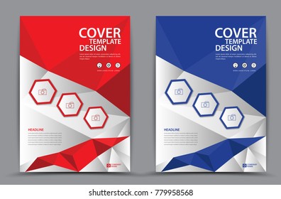 Red Blue Cover Template Polygonal Background Stock Vector (Royalty Free ...