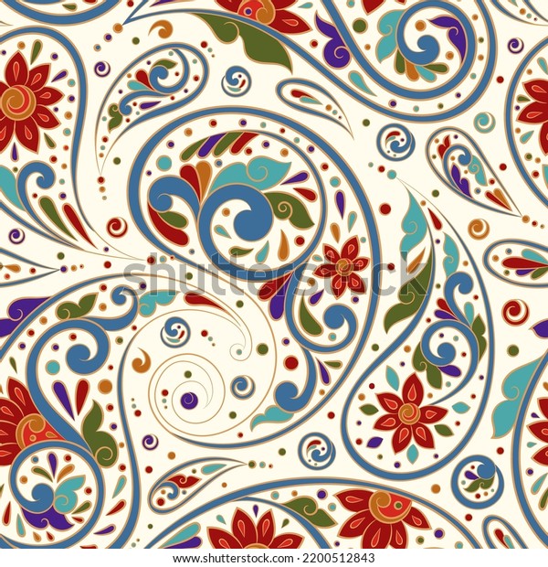 Red Blue Green Turkish Seamless Pattern Stock Vector (Royalty Free ...