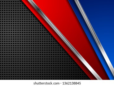Red Blue Metallic Perforated Technology Background Stock Vector ...