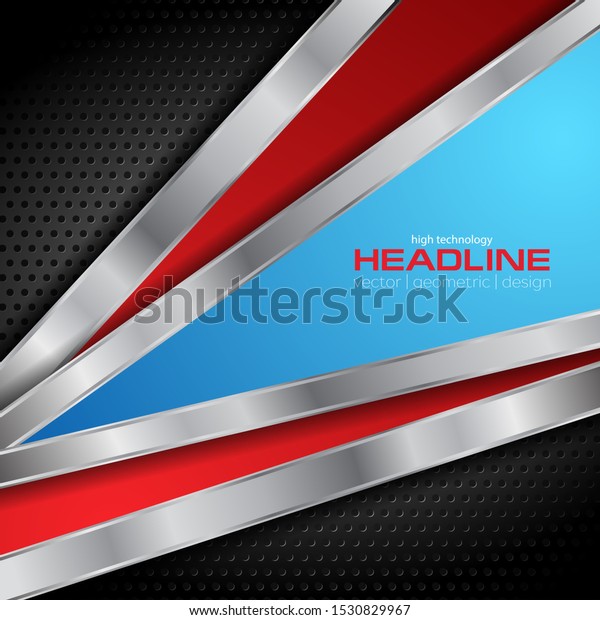 Red Blue Metallic Perforated Technology Background Stock Vector ...