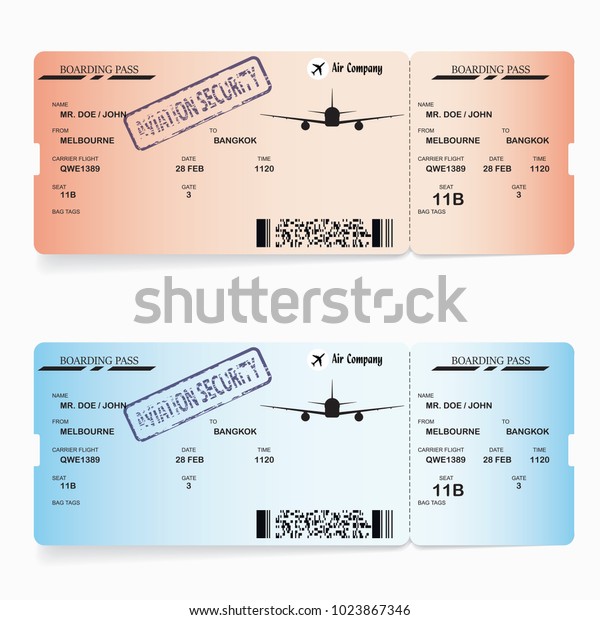 Red Blue Vector Templates Boarding Pass Stock Vector (Royalty Free ...