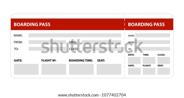 Red Boarding Pass Isolated On White Stock Vector (Royalty Free ...