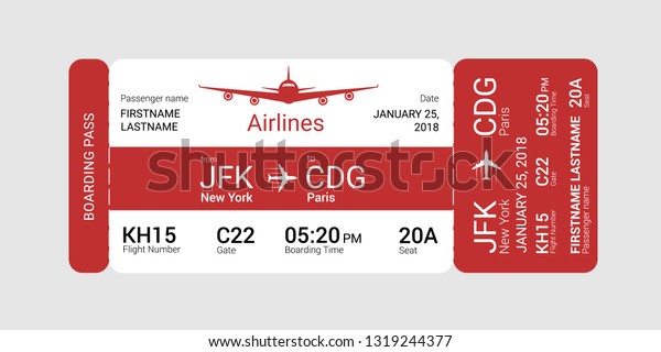 Red Boarding Pass Isolated On Gray Stock Vector (Royalty Free ...