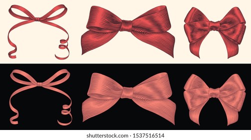 Red Bow Design Set Hand Drawn Stock Vector (Royalty Free) 1537516514 ...