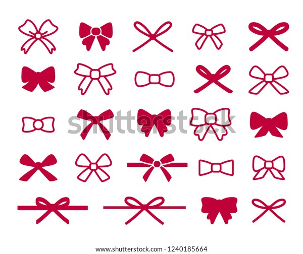 Red Bow Icon Set Stock Vector (Royalty Free) 1240185664 | Shutterstock