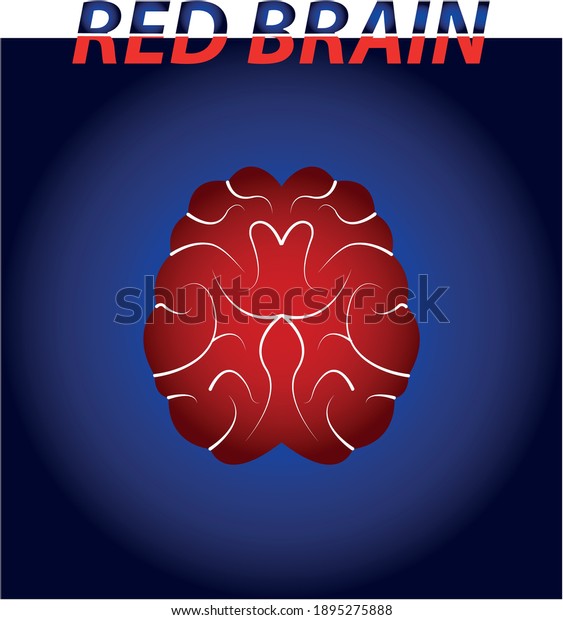 Red Brain On Blue Background Vector Stock Vector (Royalty Free) 1895275888