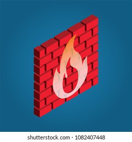 Red Brick Fire Vector Symbol Isometric Stock Vector (Royalty Free ...