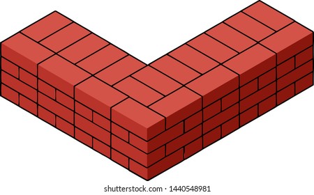Red Brick Wall Isometric View Construction Stock Vector (Royalty Free ...