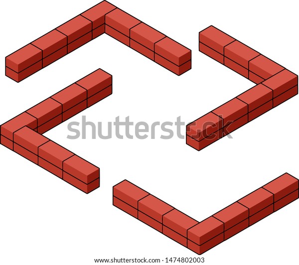 Red Brick Wall Isometric View Construction Stock Vector (Royalty Free ...