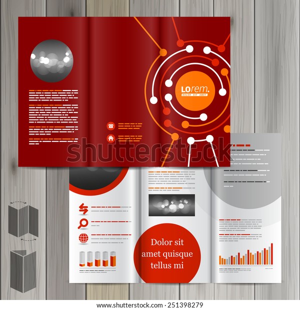 Red Brochure Template Design Round Digital Stock Vector (Royalty Free ...