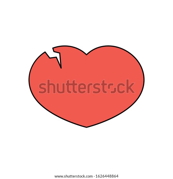 Red Broken Heart Crack Vector Illustration Stock Vector (Royalty Free ...