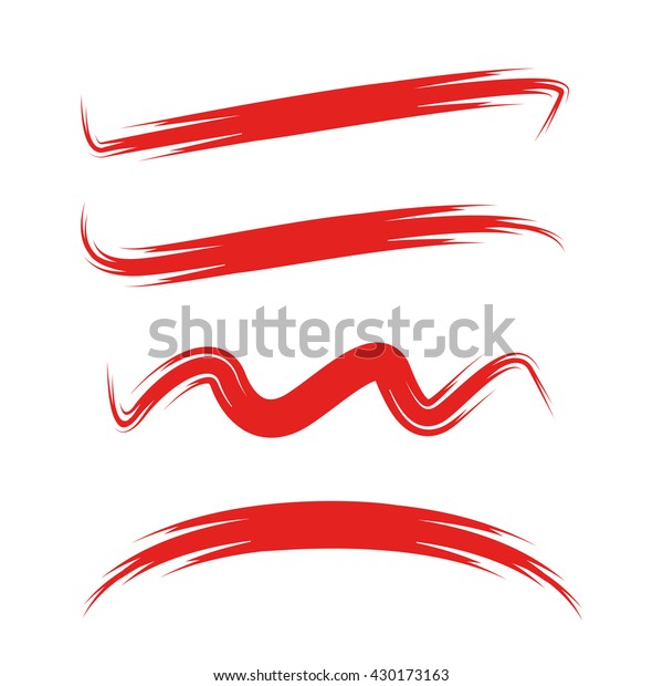Red Brush Lines Brush Stroke Set Stock Vector (Royalty Free) 430173163