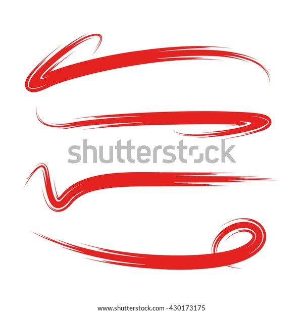 Red Brush Lines Brush Stroke Set Stock Vector (Royalty Free) 430173175 ...