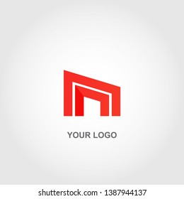 Red Building Logo Gradation Color Template Stock Vector (Royalty Free ...