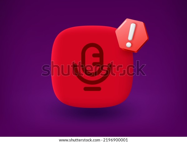 Red Button Microphone Icon Notice Pictogram Stock Vector (Royalty Free ...
