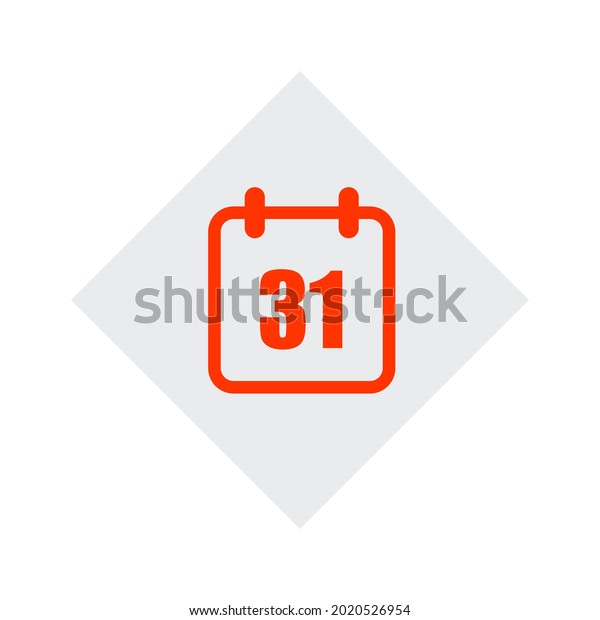 Red Calendar Icon 31 On White Stock Vector (Royalty Free) 2020526954 ...