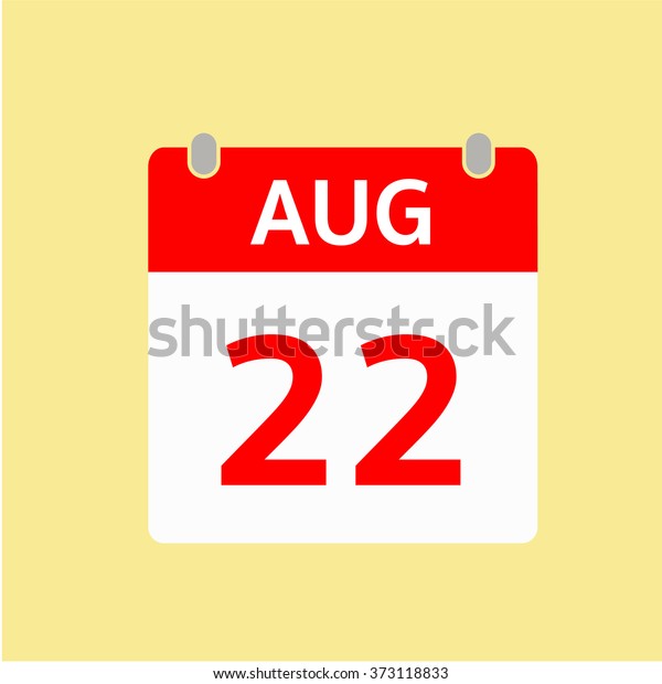 Red Calendar Icon Aug 22 Stock Vector (Royalty Free) 373118833