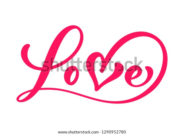 Red Calligraphy Word Love Vector Valentines Stock Vector (Royalty Free ...