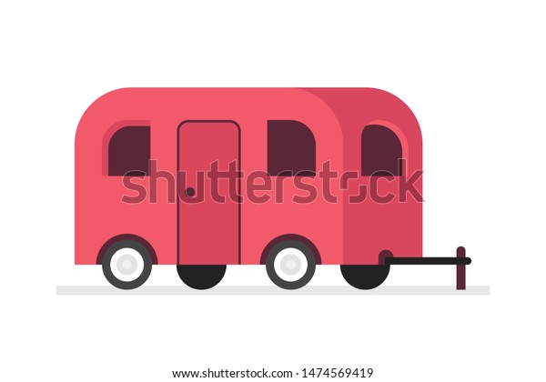Red Camper Trailer Isolated On White Stock Vector (Royalty Free) 1474569419
