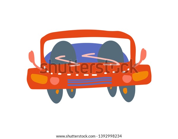 Red Car Front View Cartoon Vector Stock Vector (Royalty Free ...