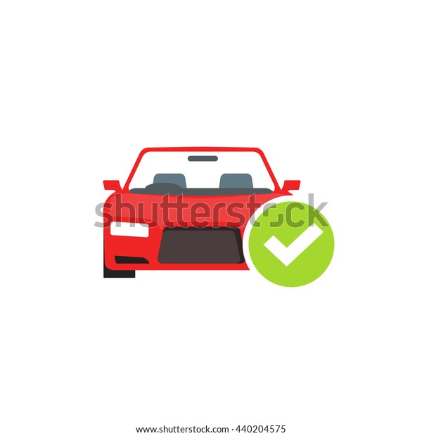 Red Car Green Checkmark Icon Concept: เวกเตอร์สต็อก (ปลอดค่าลิขสิทธิ์ ...