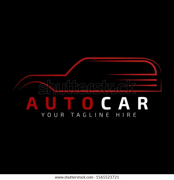 Red Car Logo Template Black Background Stock Vector (Royalty Free ...