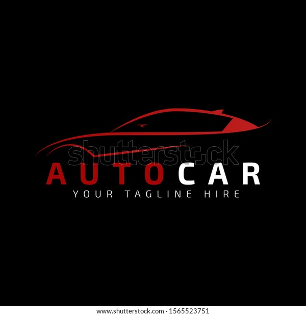 Red Car Logo Template Black Background Stock Vector (Royalty Free ...