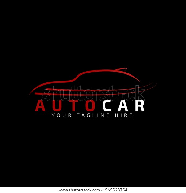 Red Car Logo Template Black Background Stock Vector (Royalty Free ...