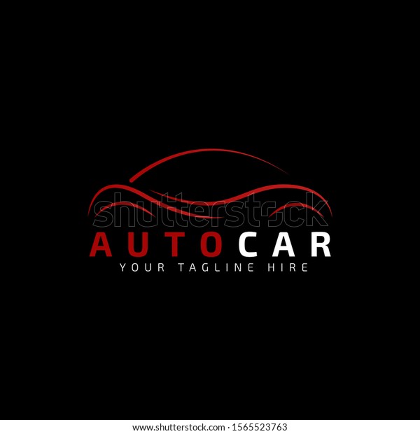 Red Car Logo Template with Black Background. Auto car business logo ...