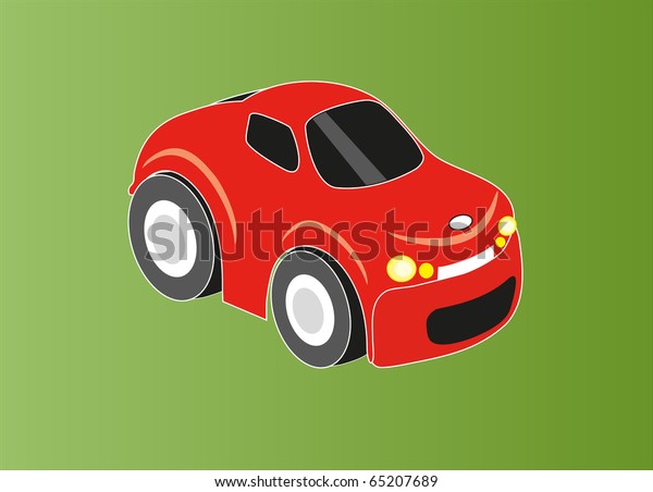 Red Car On Green Background Stock Vector (Royalty Free) 65207689 ...