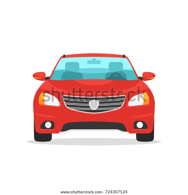 Red Car Symbol Front View Automobile Stock Vector (Royalty Free) 724307524