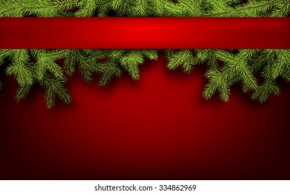 Red Card Fir Branches Vector Paper Stock Vector (Royalty Free ...