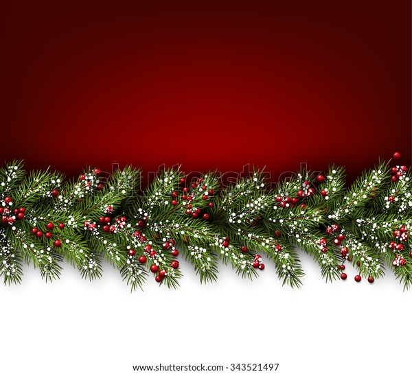 Red Card Fir Branches Vector Paper Stock Vector (Royalty Free) 343521497